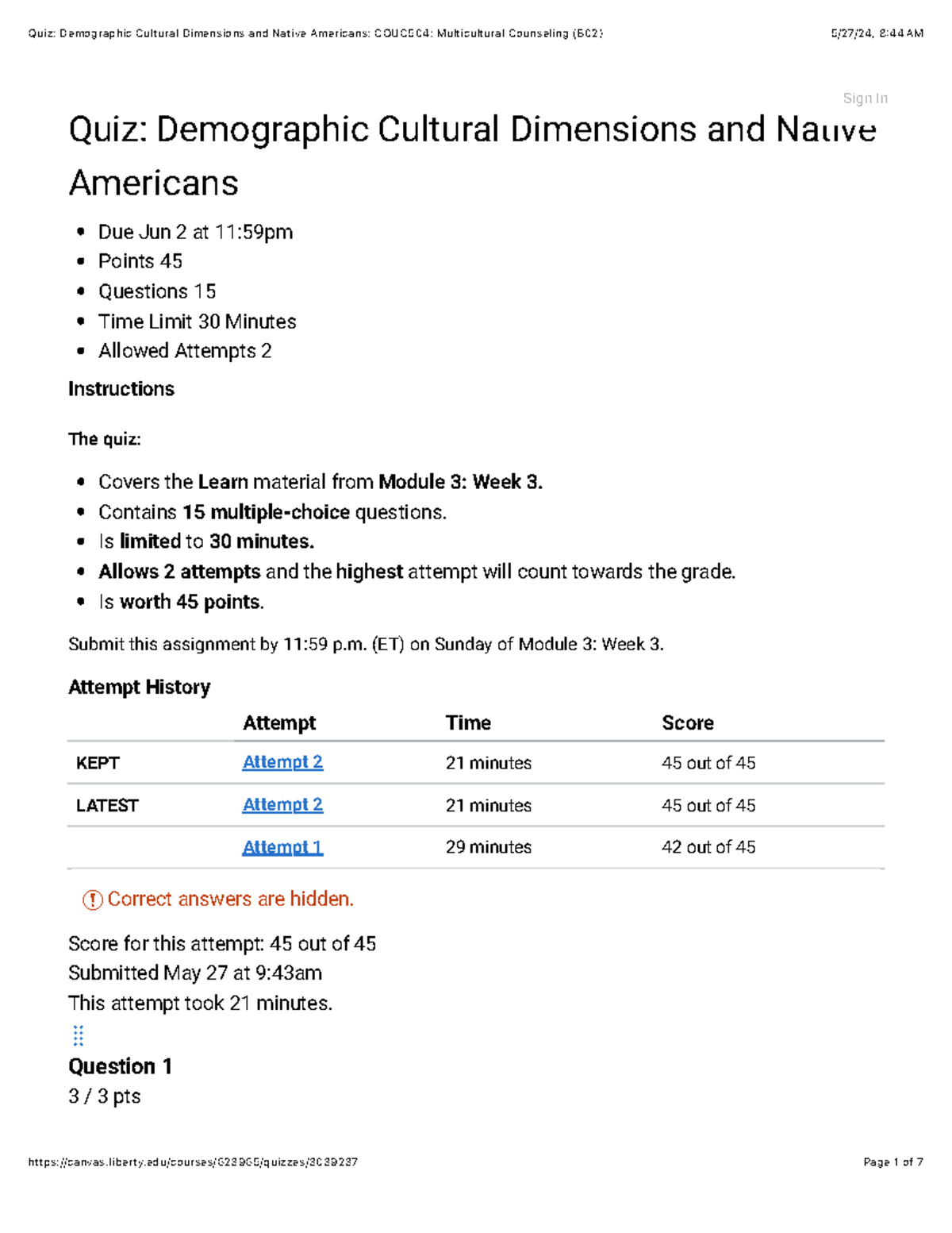 Quiz: Demographic Cultural Dimensions of Native Americans (COUC504 B02 ...