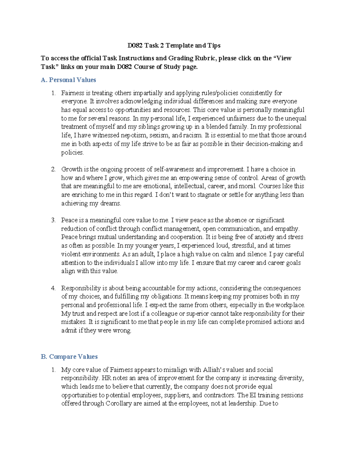 D082 Task 2 - PASSED - D082 Task 2 Template and Tips To access the ...