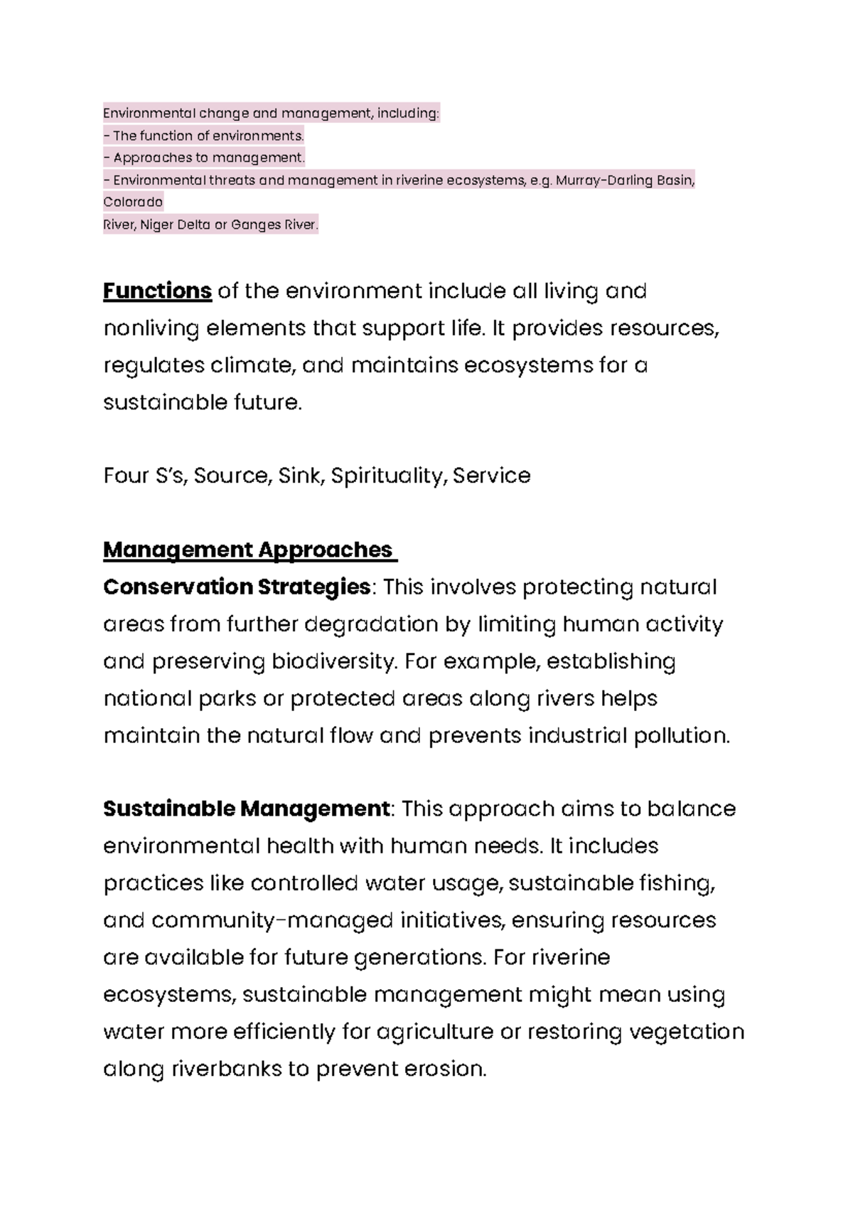 Geography Year 10: Environmental Change, Management & Human Wellbeing ...