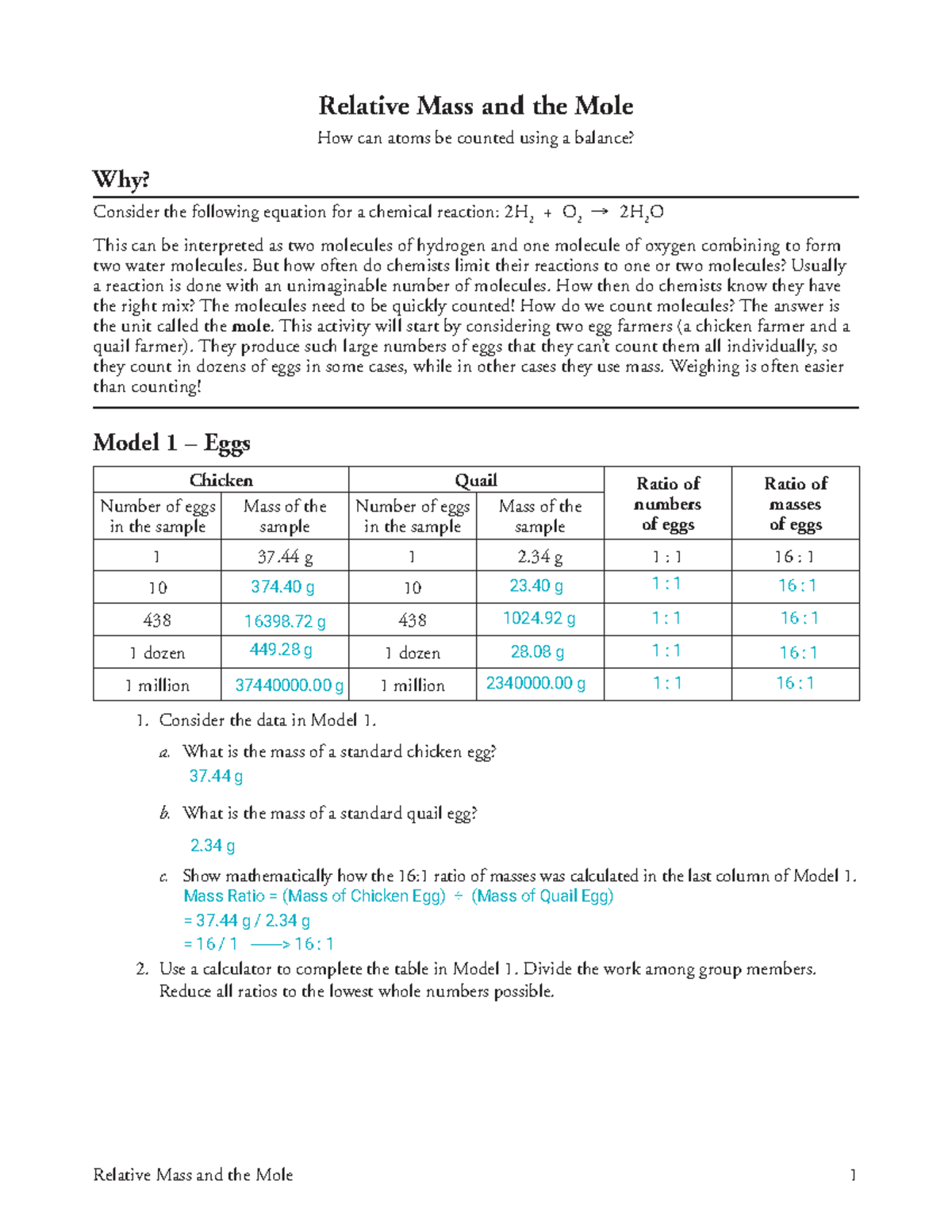 Relative Mass and the Mole: Understanding Atom Counting in Chemistry ...