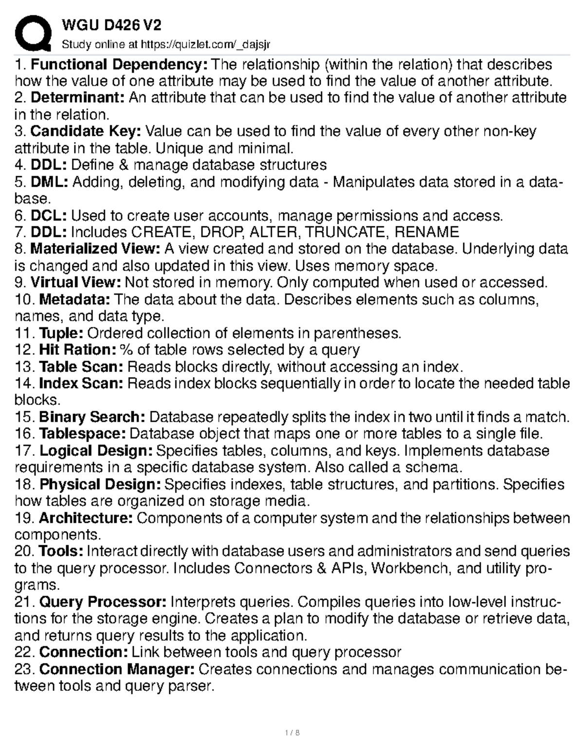 D426 Course Guide: Data Management Foundations Study Plan & Resources - Studocu
