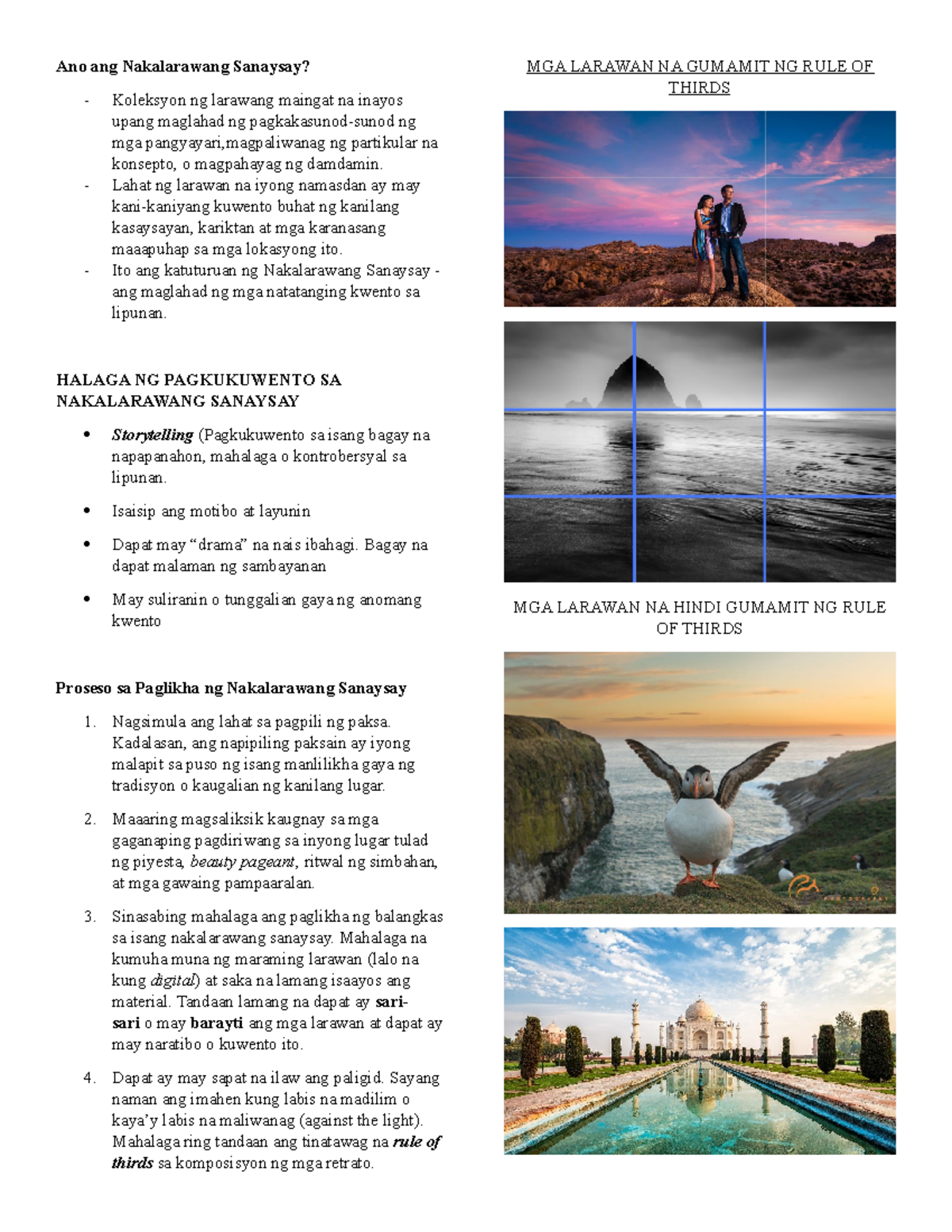 Mga Pundasyon at Hakbang sa Pagsulat ng Nakalarawang Sanaysay - Studocu