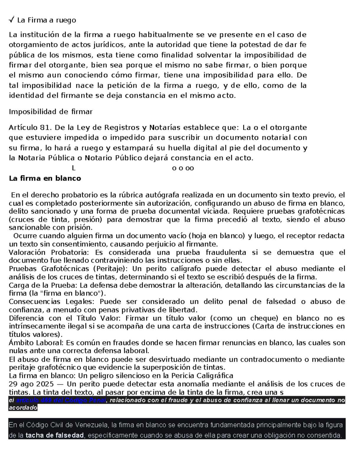La Firma a Ruego y su Impacto en el Derecho Probatorio - Studocu