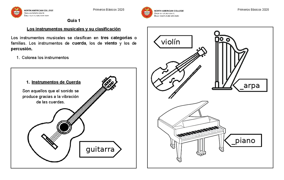 Guía 1: Clasificación de Instrumentos Musicales - Primeros Básicos 2025 ...