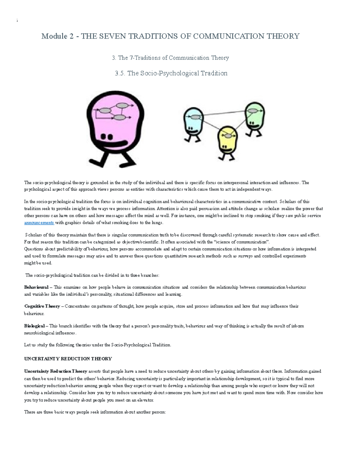 The Seven Traditions of Communication Theory - ; Module 2 - THE SEVEN ...