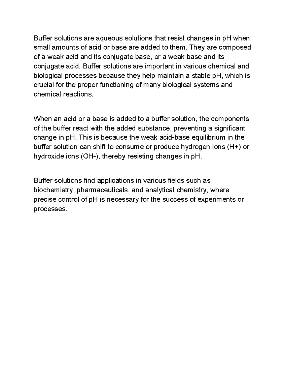 Chemistry 101: Understanding Buffer Solutions and Their pH Stability ...