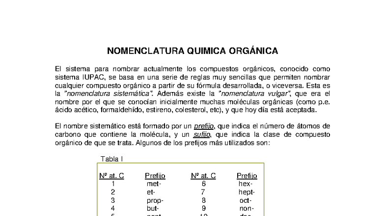 Nomenclatura Química Orgánica: Sistema IUPAC y Ejemplos - Studocu