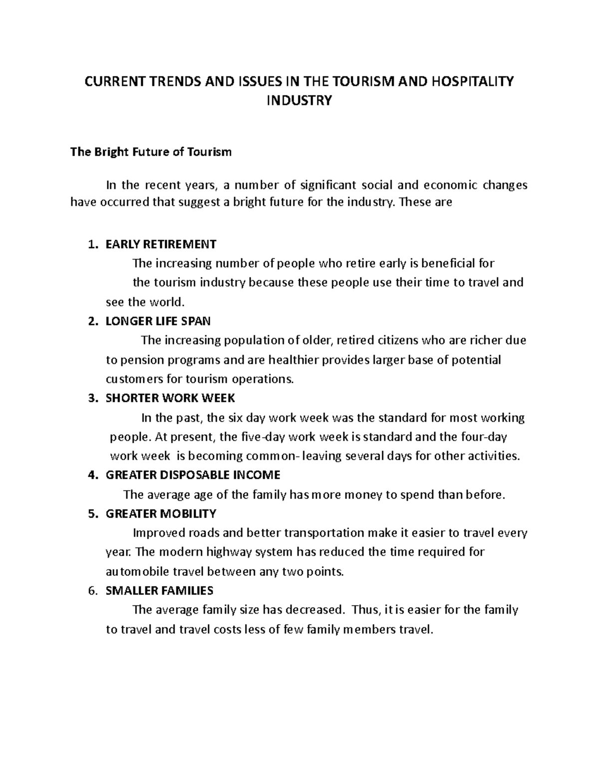 Current Trends AND Issues IN THE Tourism AND Hospitality Industry ...