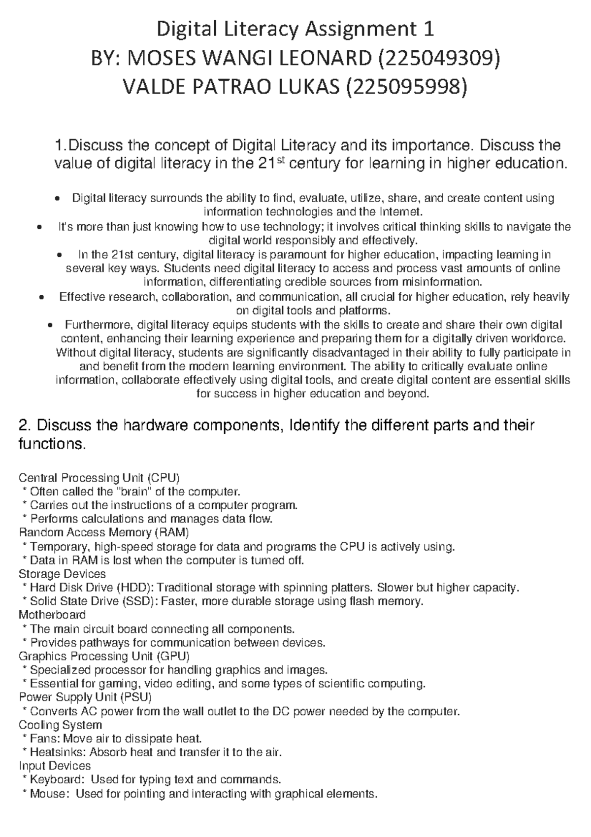 Digital Literacy Assignment 1: Importance & Components in 21st Century ...