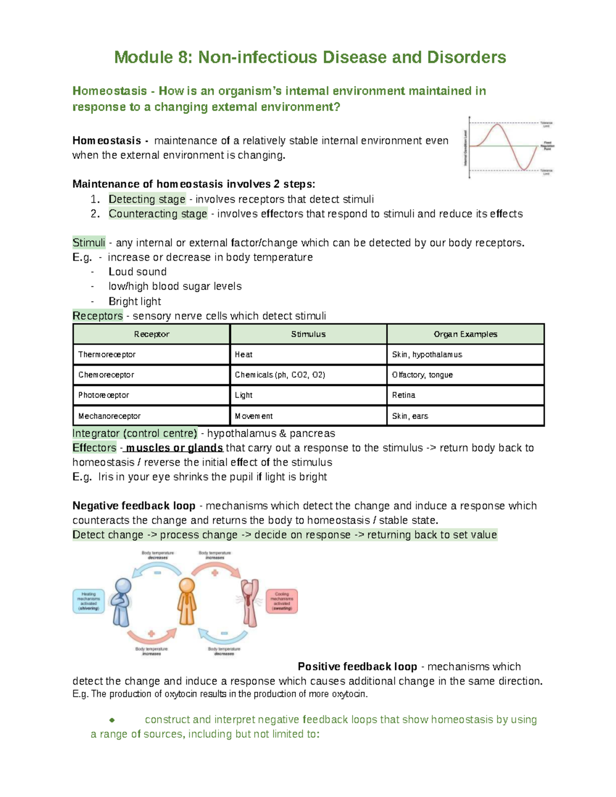 Module 8: Homeostasis, Diseases, and Disorders - Comprehensive Notes ...