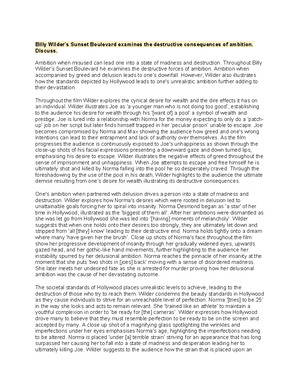 sunset boulevard practice essay responding to a VCAA prompt exploring ...