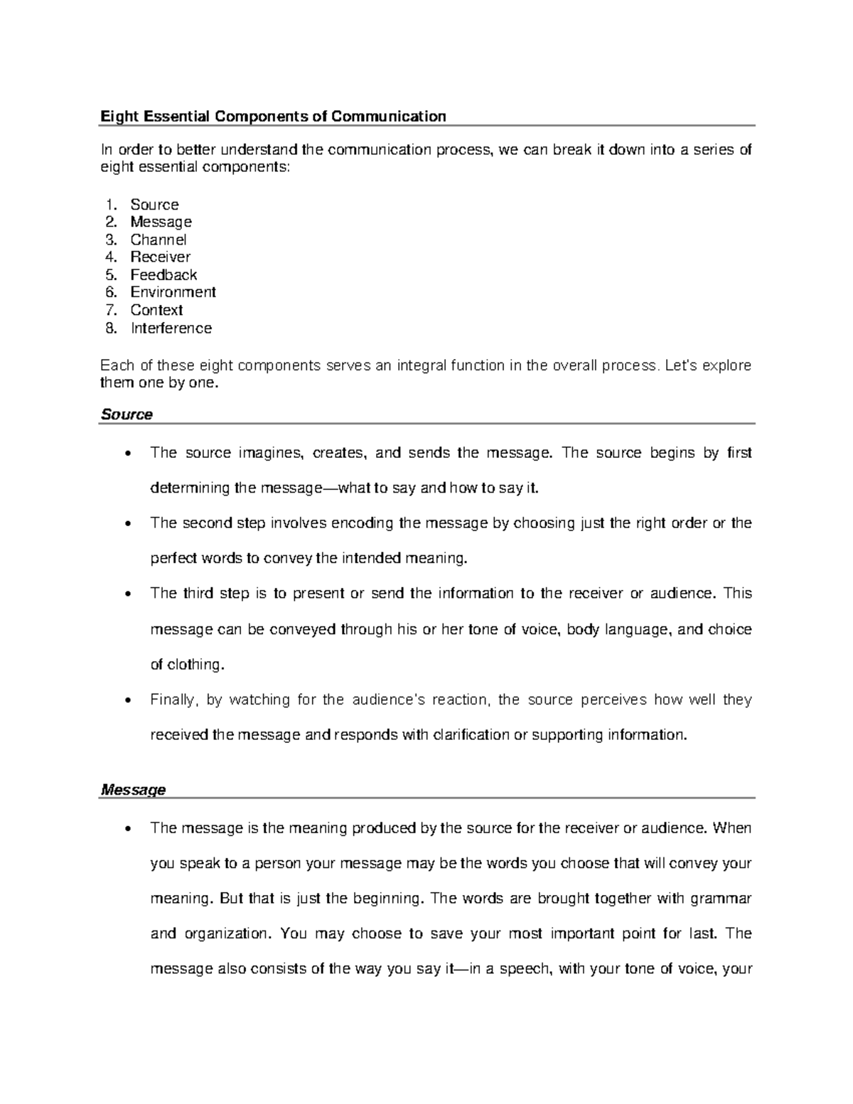 WEEK 7 - PURPOSIVE COMMUNICATIONS - Eight Essential Components of ...