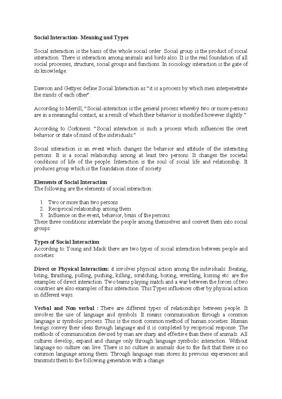 Social Interaction - Meaning, Types & Key Concepts (Lecture Notes ...
