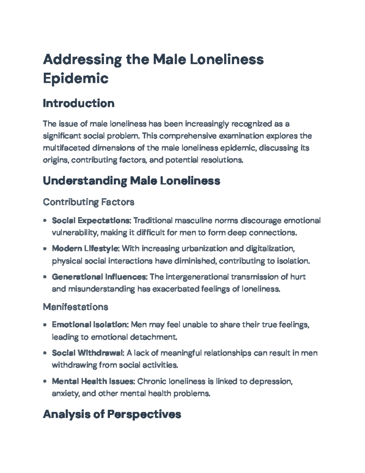 Addressing the Male Loneliness Epidemic: Insights and Solutions ...