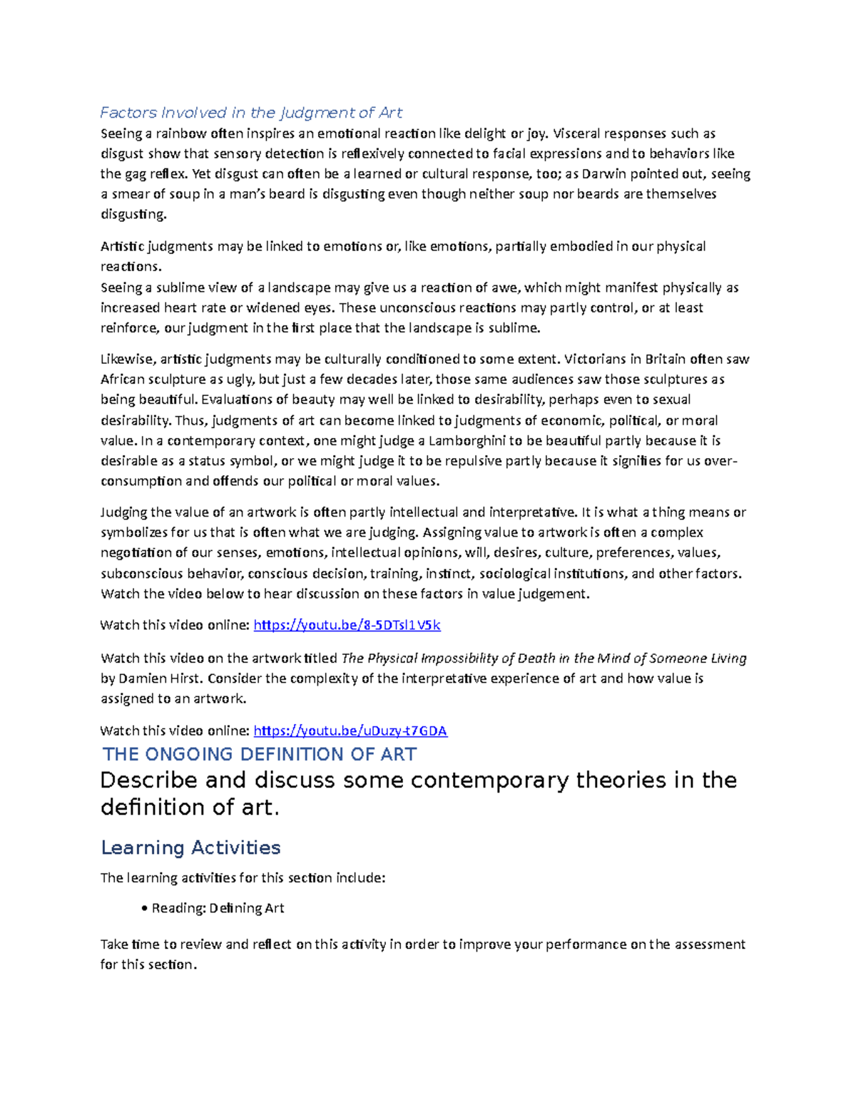 Art Appreciation: Module 3 - Factors in Judgment & Contemporary ...