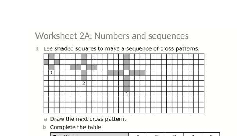 Worksheet 2A & 2B: Numbers and Sequences Practice - Studocu