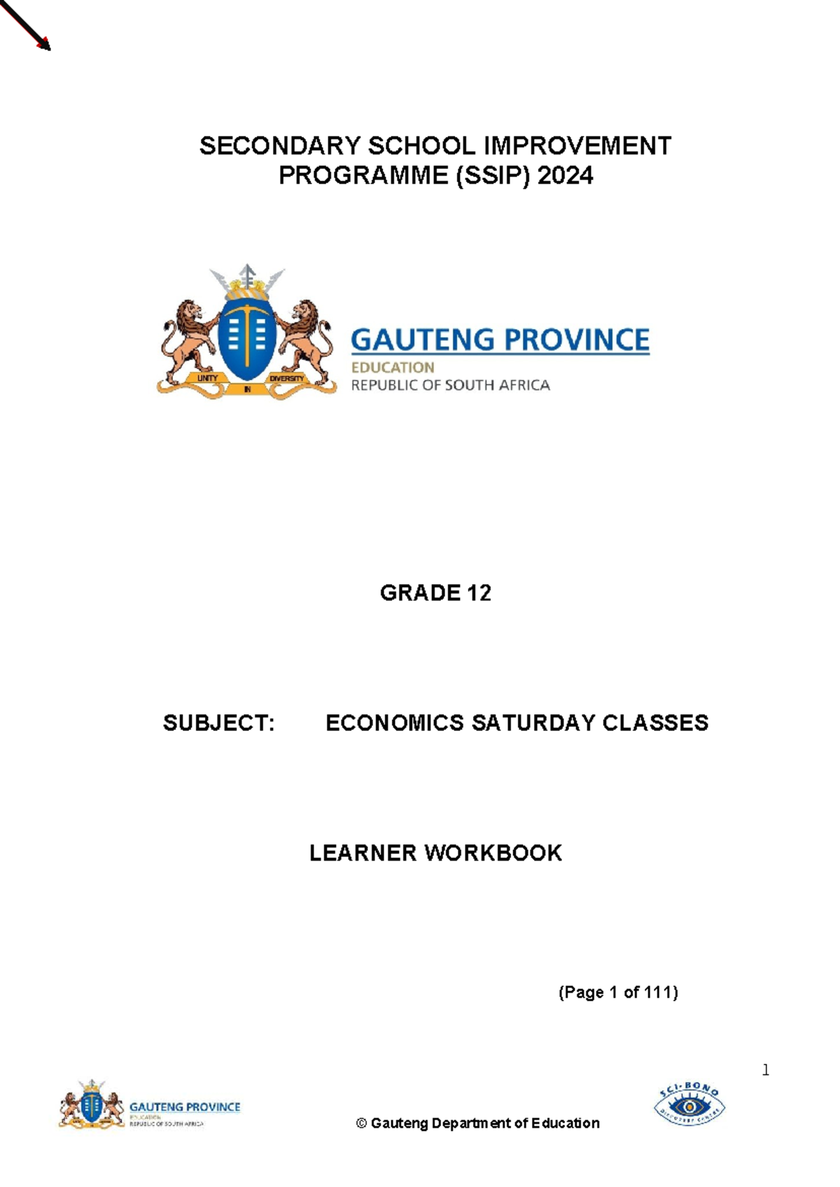 SSIP 2024 Economics Term 1 Learner Workbook: Sessions 1-4 - Studocu
