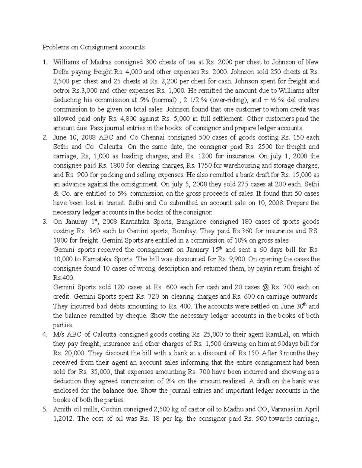 Consignment Problems & Journal Entries: Detailed Analysis & Ledger ...