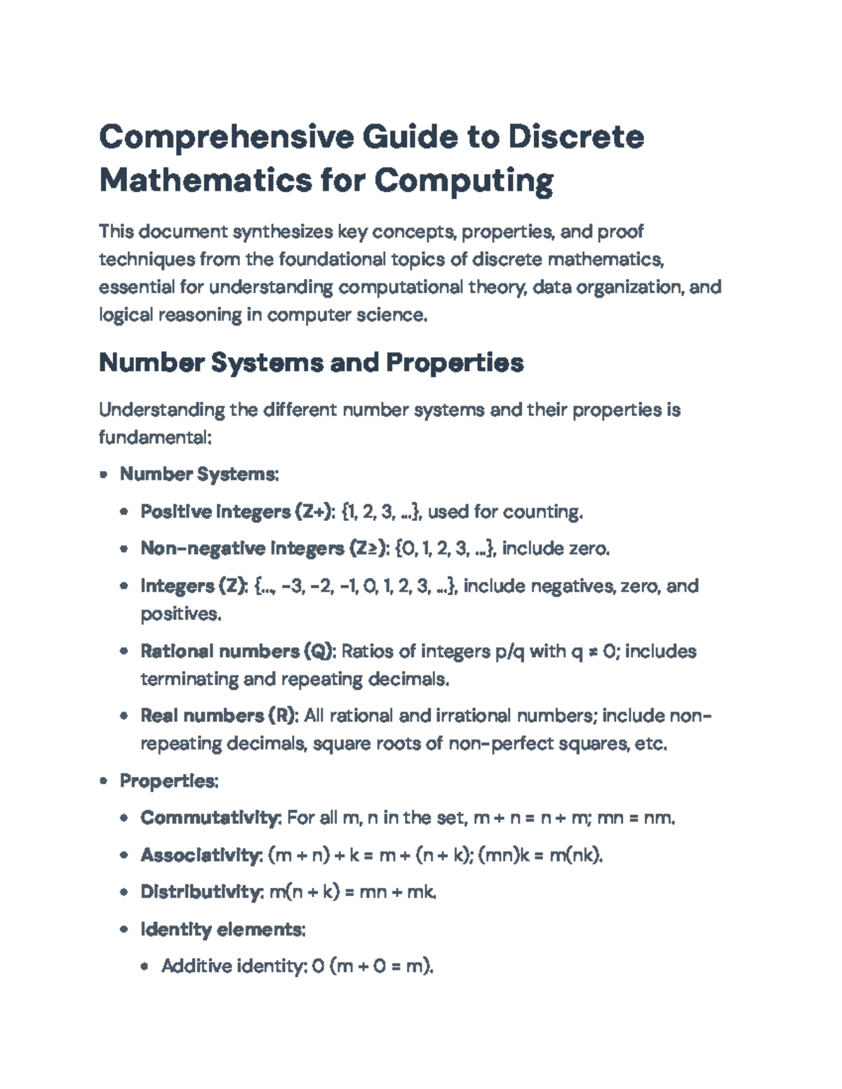 Comprehensive Overview of Discrete Math Concepts for CS101 - Studocu