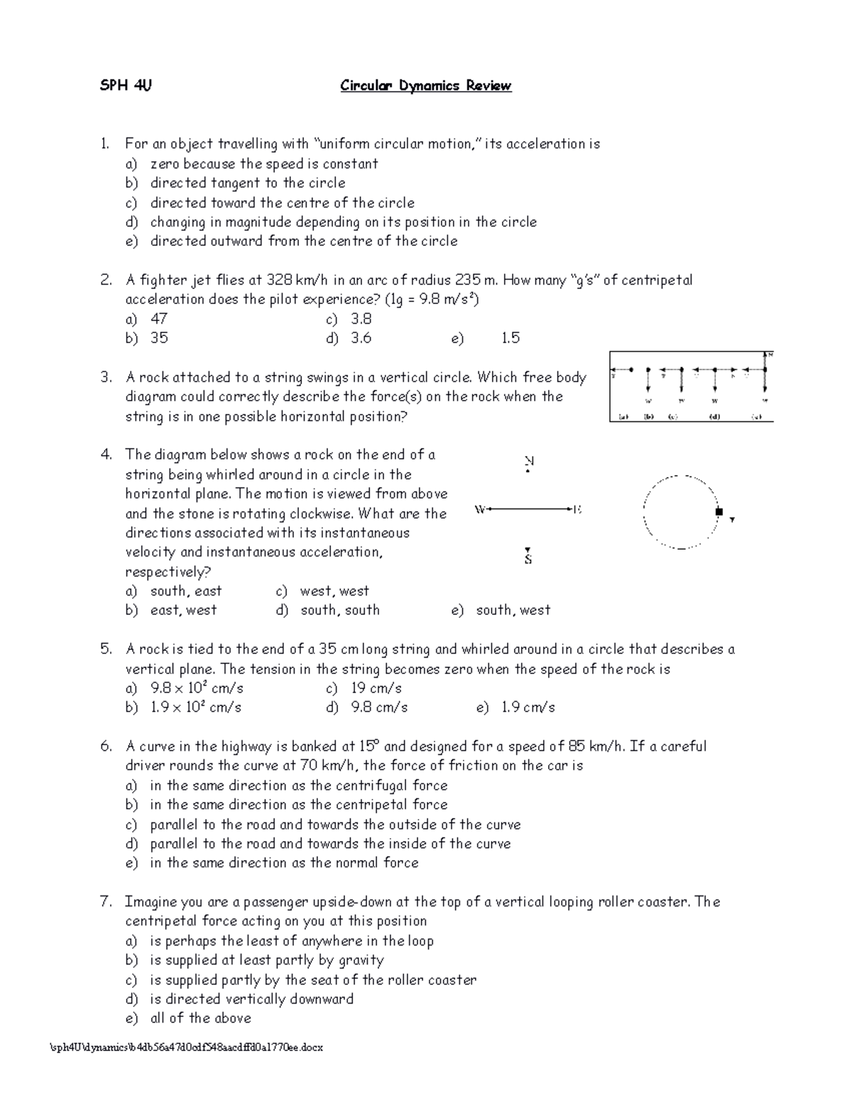 SPH 4U Circular Dynamics Review Notes for Exam Prep - Studocu