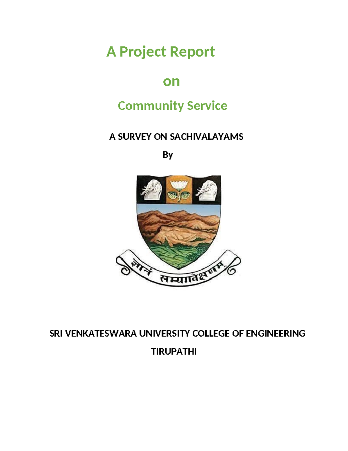 Community Service Project Report: Benefits of Sachivalayams - B.Tech ...
