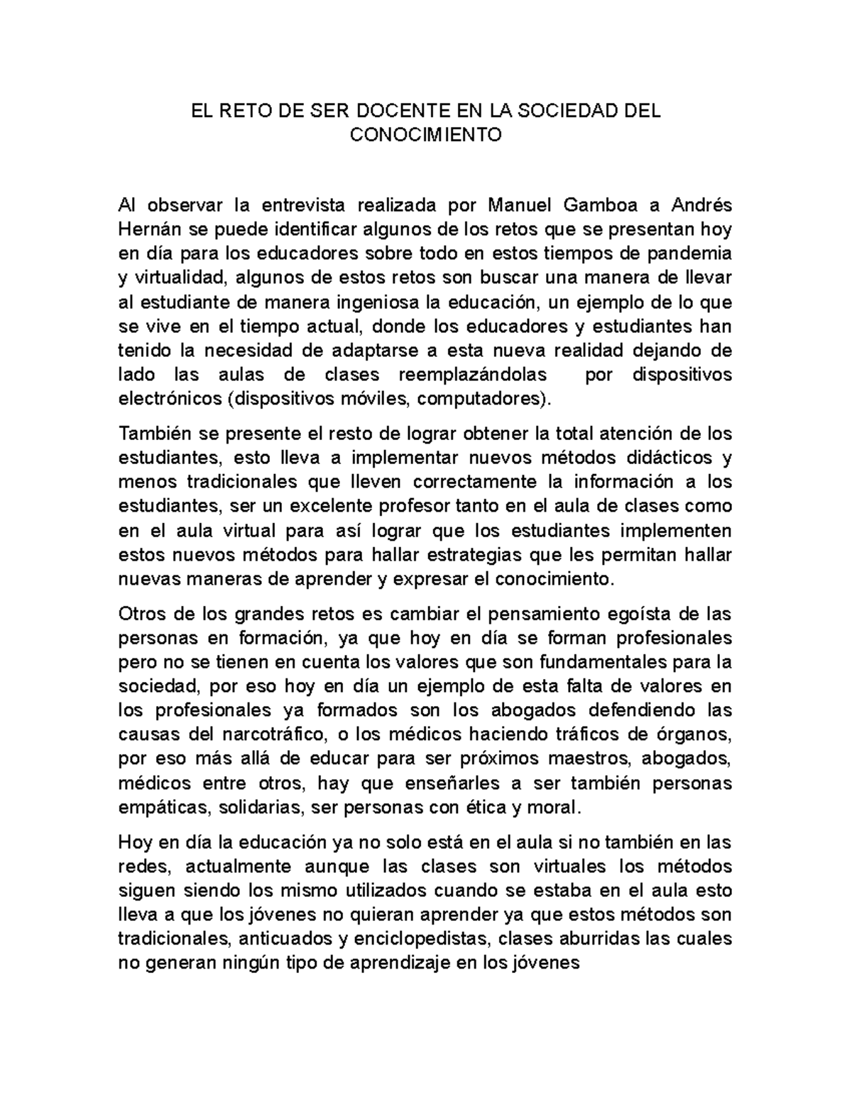 EL RETO DE SER Docente EN LA Sociedad DEL Conocimiento - EL RETO DE SER ...