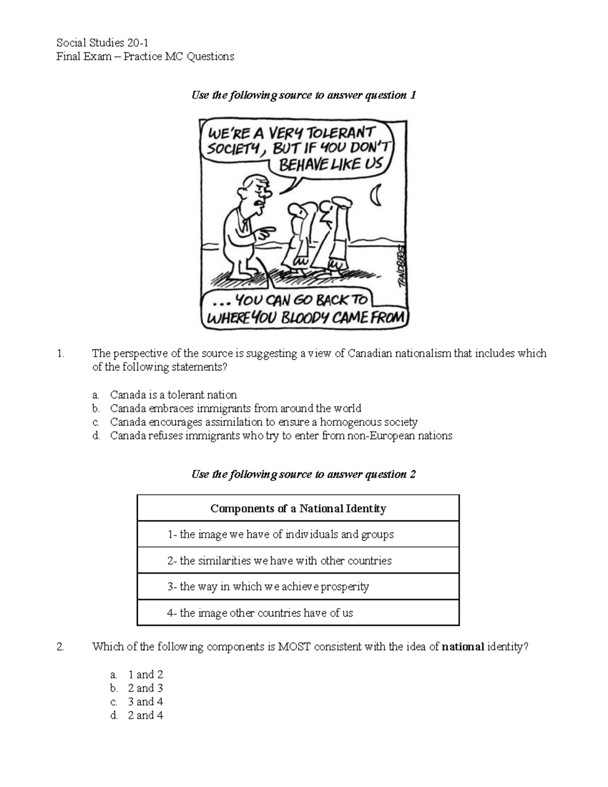 SS 20-1 Final Exam Practice MC Questions and Answers - Studocu