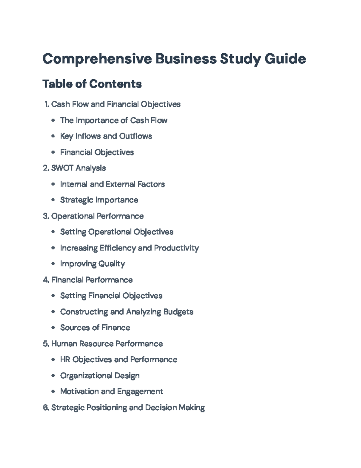 Comprehensive Business Management Study Guide for Course Code ABC123 ...