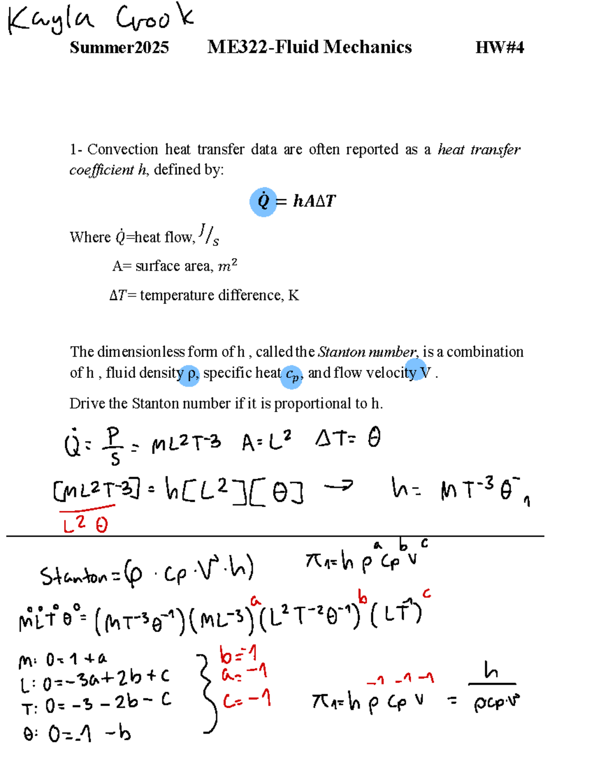 ME322 HW 4: Convection Heat Transfer & Stanton Number Analysis - Studocu