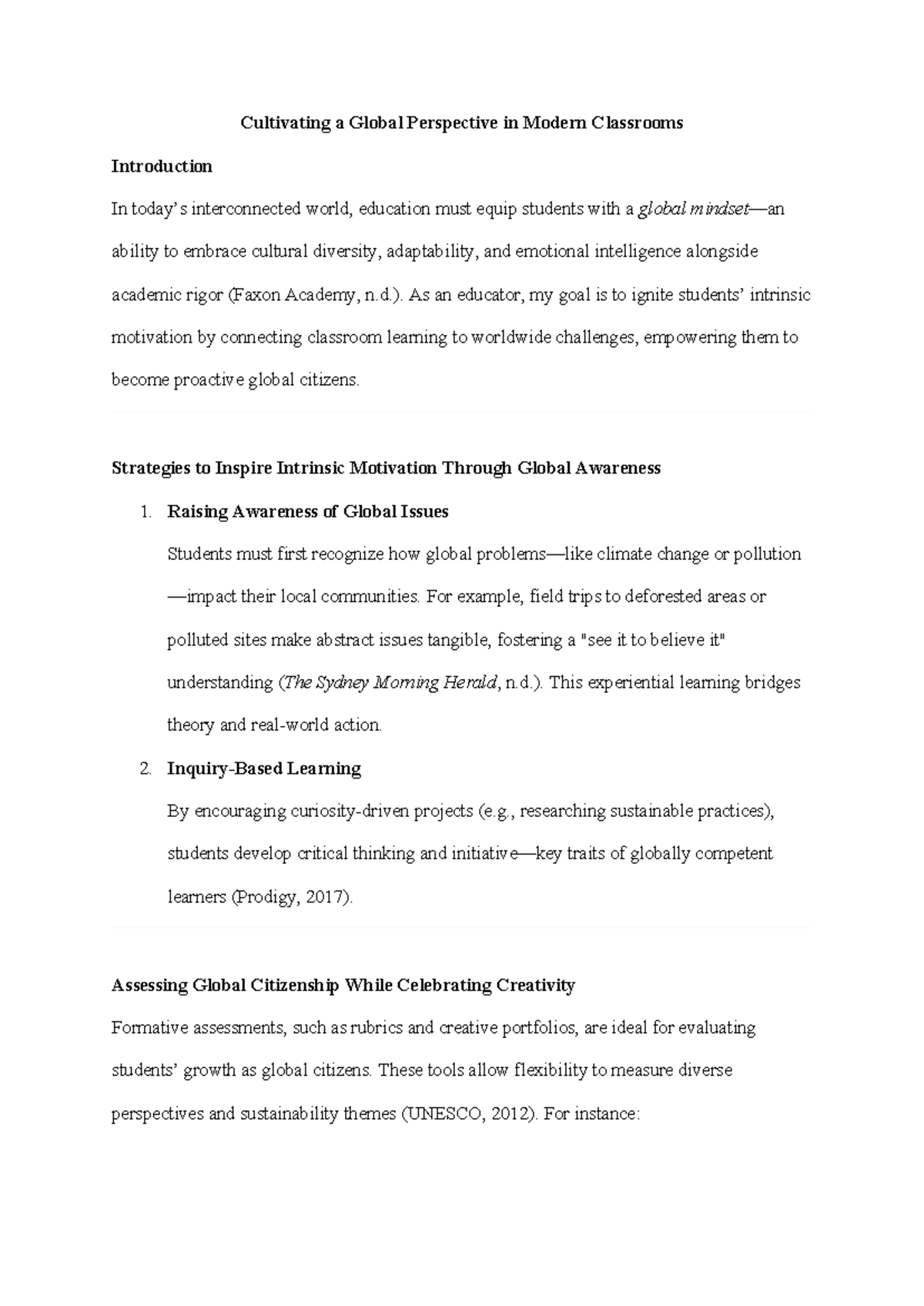 Fostering Global Mindsets in Education: Strategies for ESD and ...