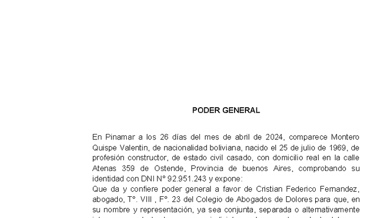Modelo de Poder General - PODER GENERAL en Pinamar - Studocu