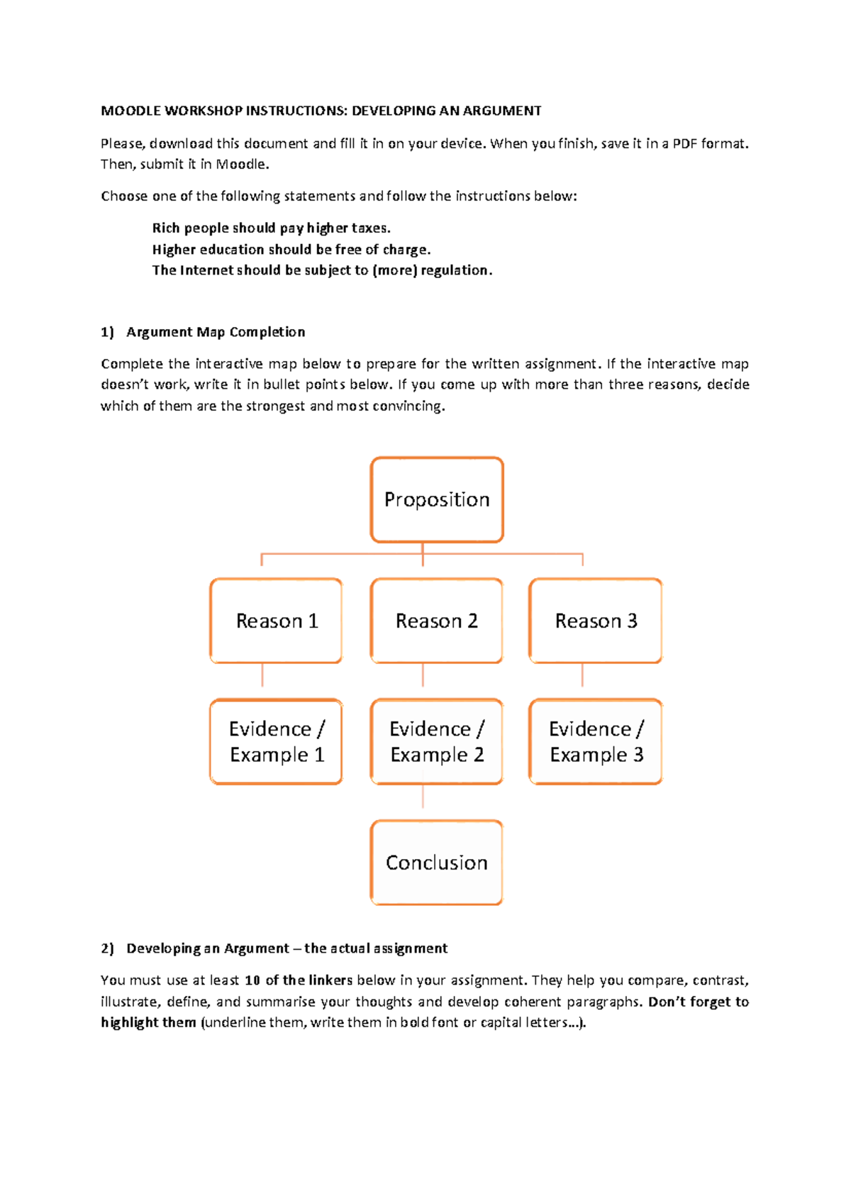 Developing an argument - Workshop Instructions - MOODLE WORKSHOP ...