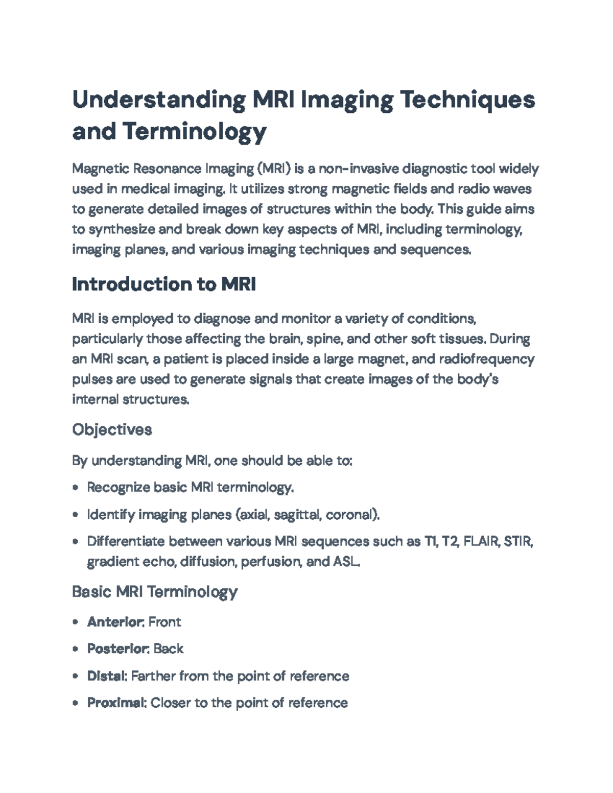 Understanding MRI Techniques and Terminology for Medical Imaging - Understanding MRI Imaging ...
