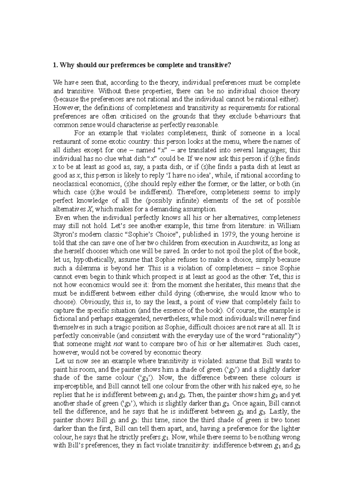 How should our preferences be - 1. Why should our preferences be ...