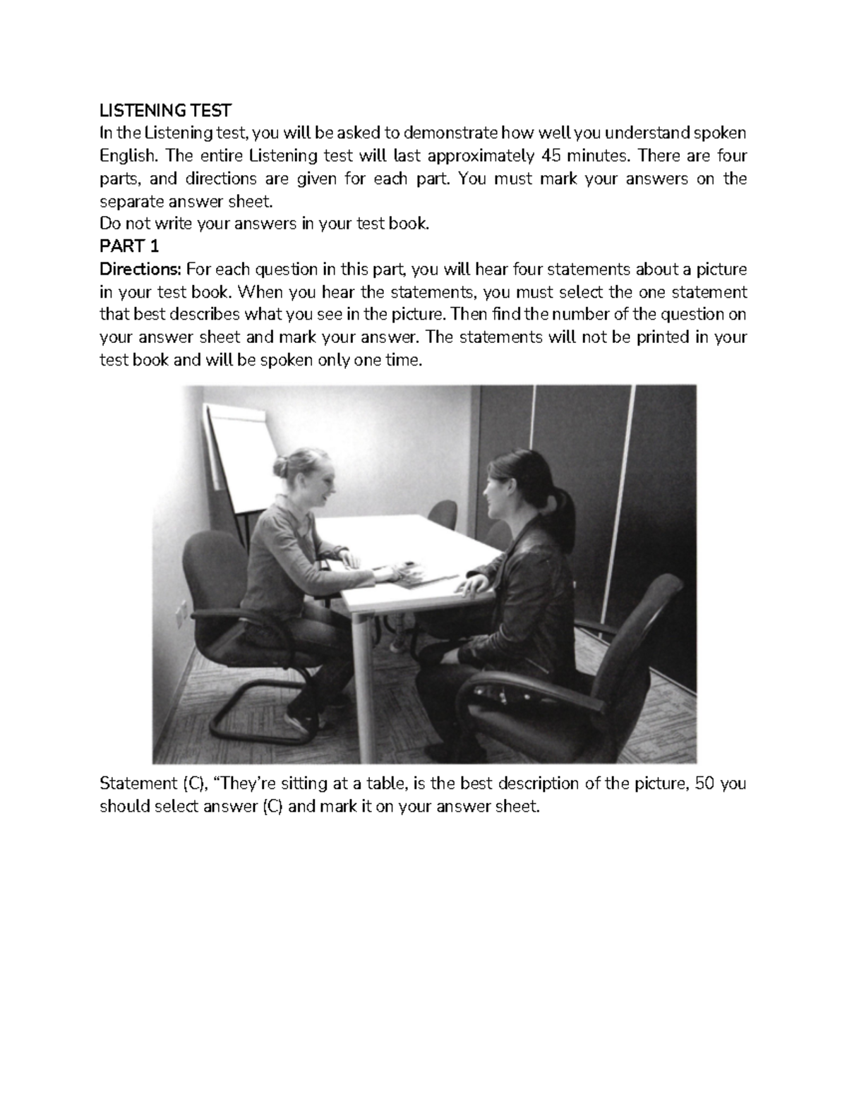 Listening Test 24 Part 1 - Picture Descriptions and Answers - Studocu