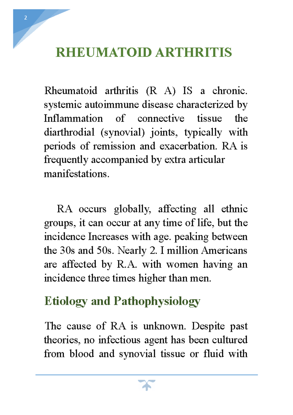 Comprehensive Overview of Rheumatoid Arthritis (RA) and Its Management ...