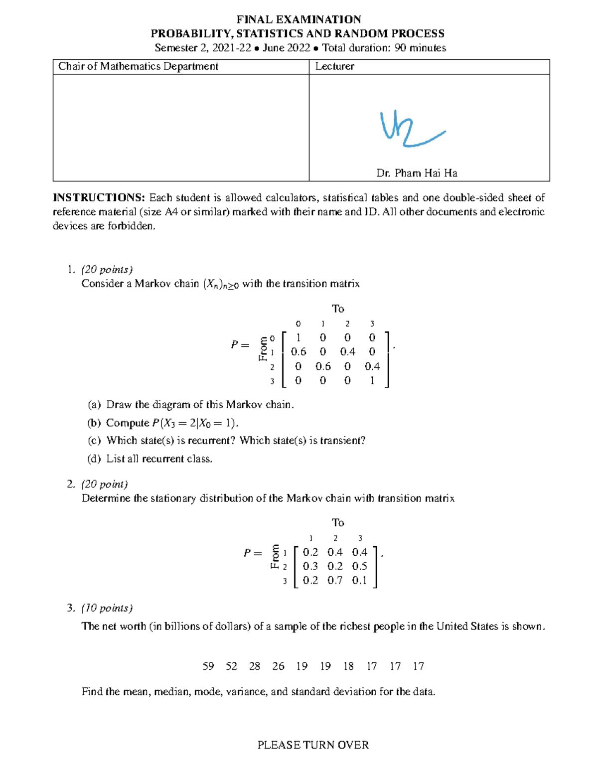 FINAL EXAM PROBABILITY & STATISTICS (MATH 202) - June 2022 - Studocu