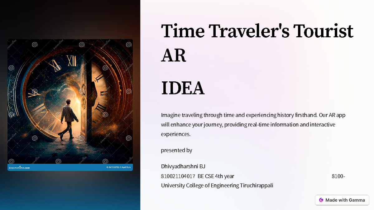 Time Traveler's Tourist AR App Features & Functionality Overview - Studocu