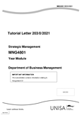 MNG4801 - Unisa - Strategic Management - Studocu
