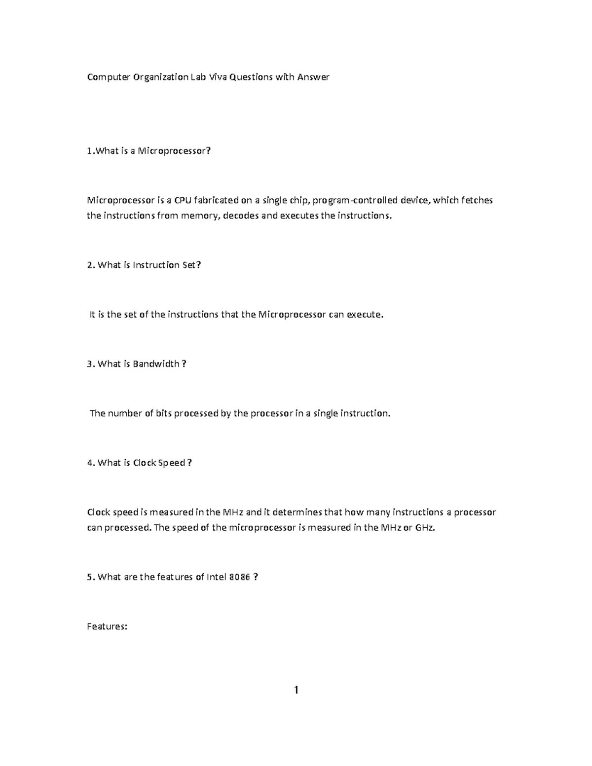 Computer Organization Lab Practical Viva Questions & Answers - Studocu