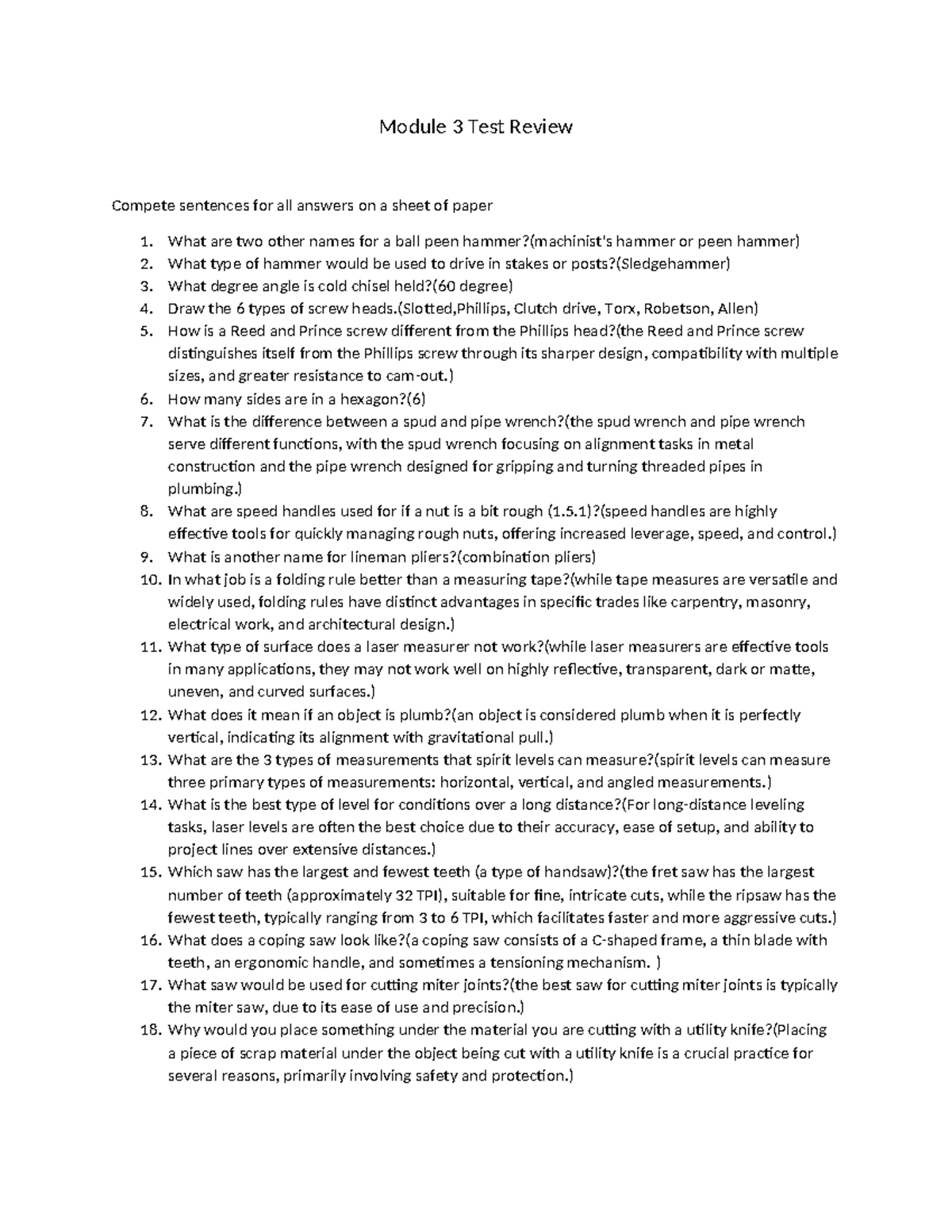 Module 3 Test Review - skibidi bap um dada - Module 3 Test Review ...