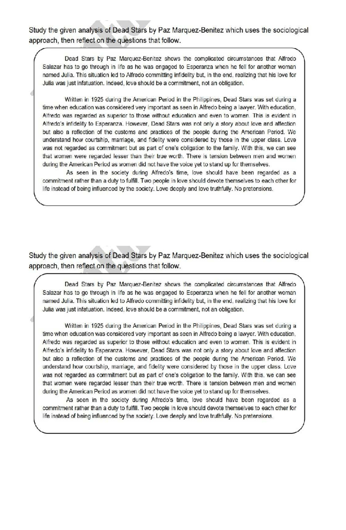 Sociological Analysis of "Dead Stars" (ENG 101) - Summary Notes - Studocu