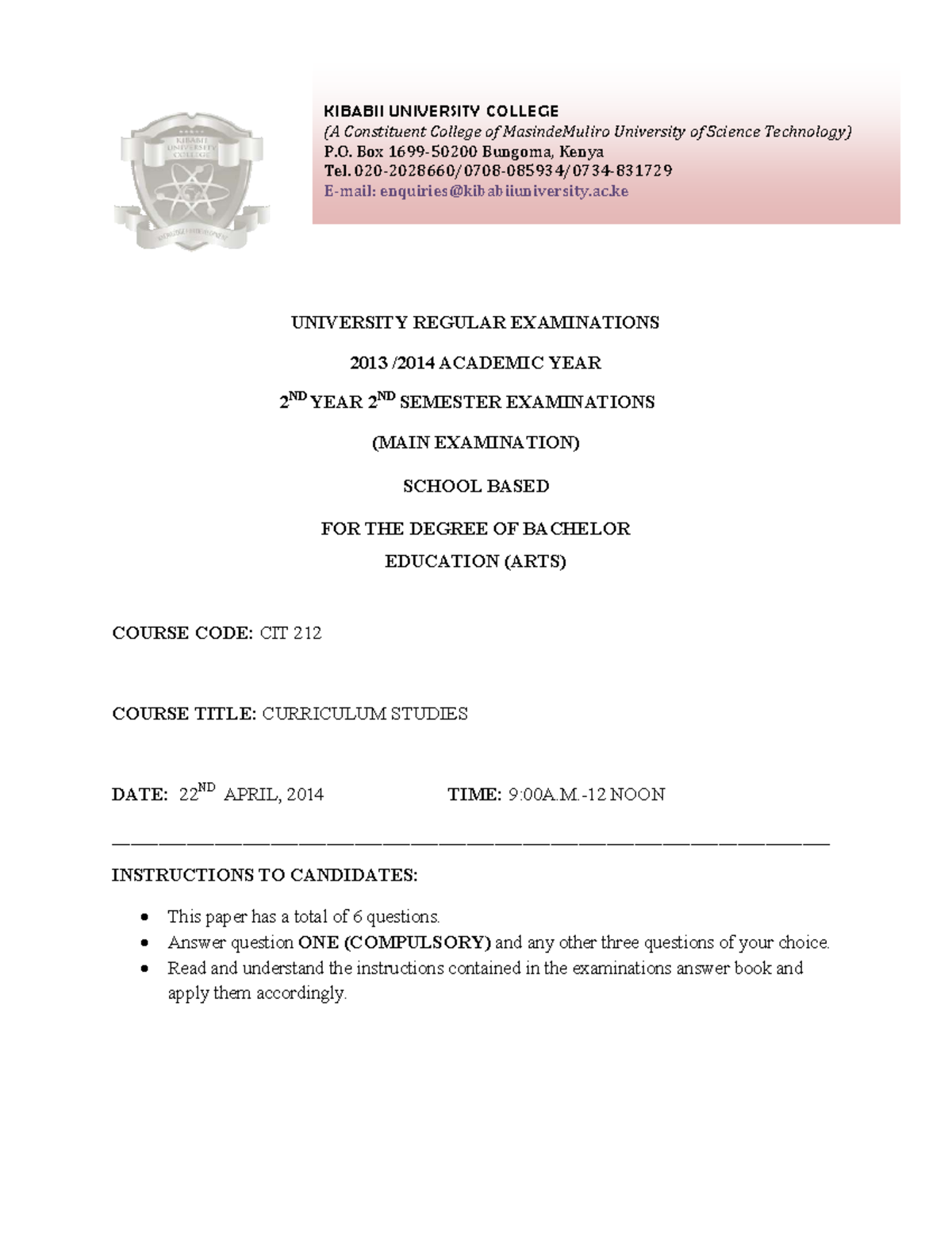 Cit 212 Curriculum Studies Final Exam Instructions Studocu