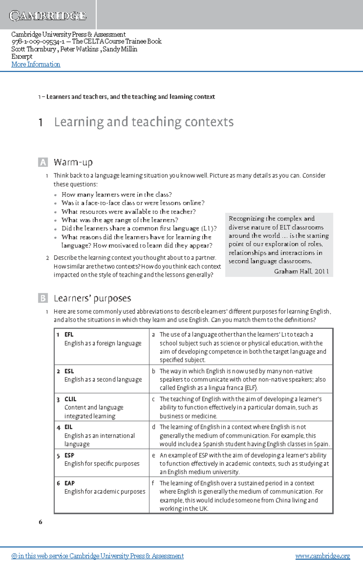 Unit 1 CELTA: Understanding Learners and Teaching Contexts - Studocu