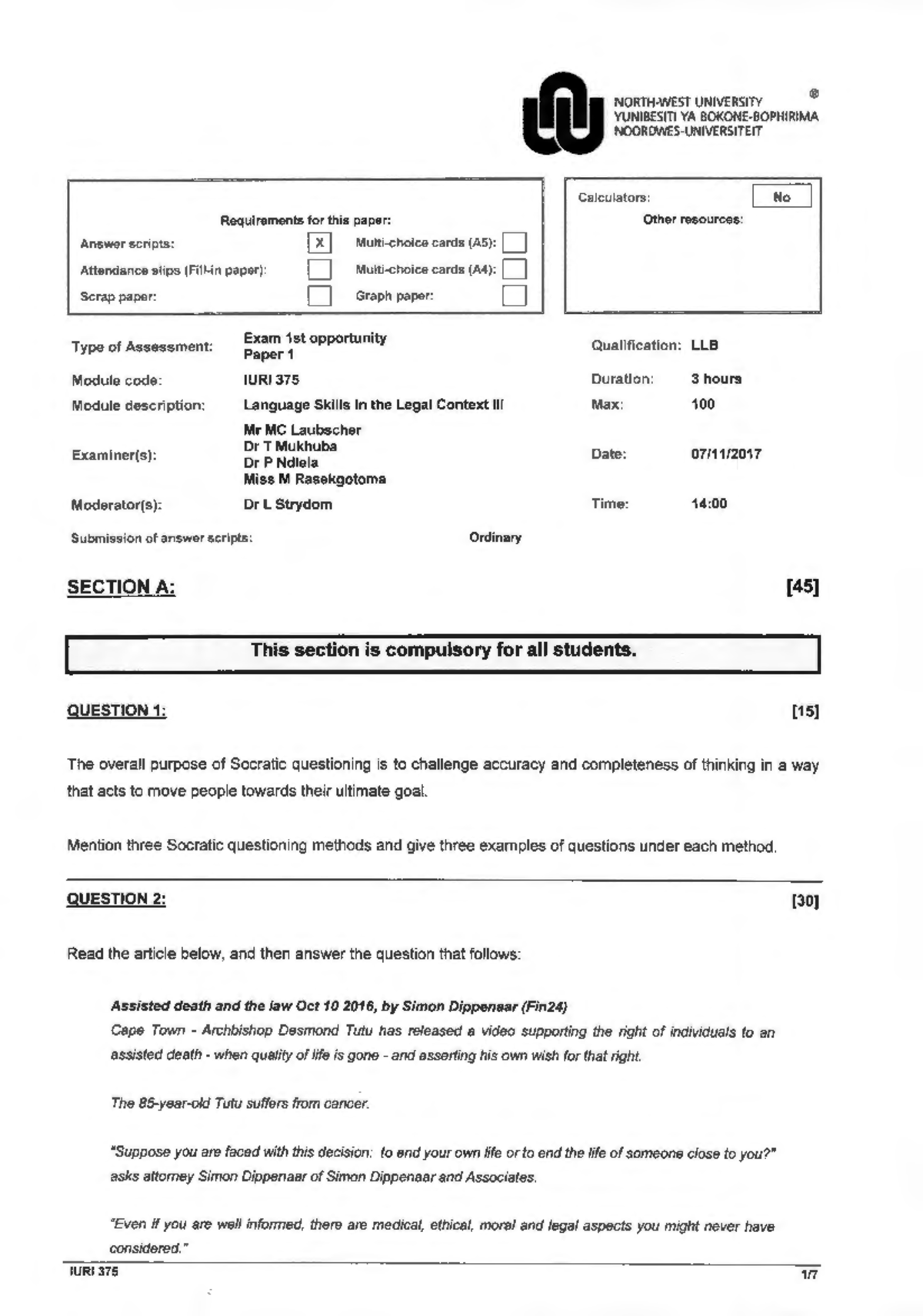 IURI 375 Midterm Exam Preparation: Language Skills in Legal Context III ...