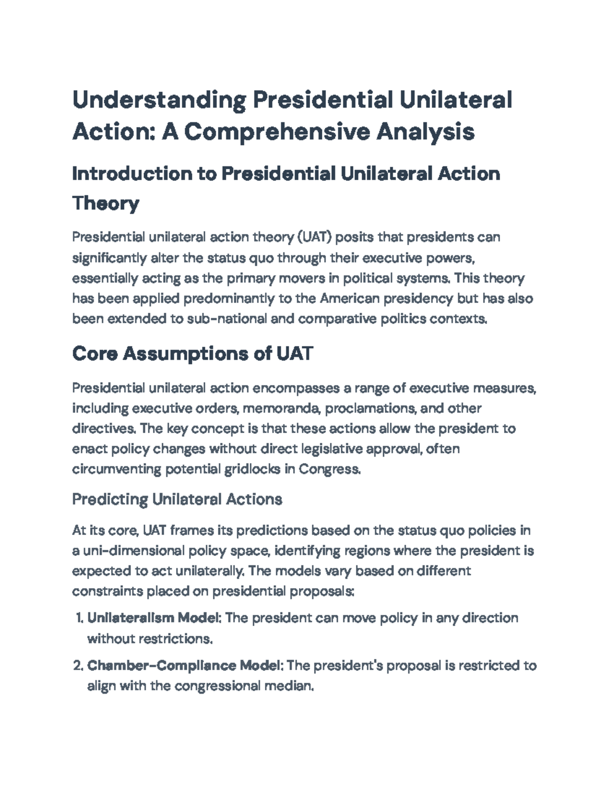Understanding Presidential Unilateral Action: An In-Depth Analysis ...