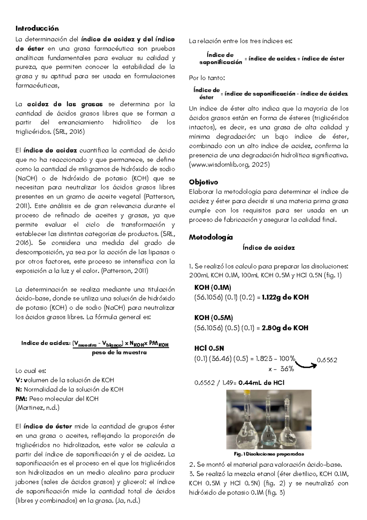 Práctica 5: Determinación del Índice de Acidez y Éster en Grasas - Studocu