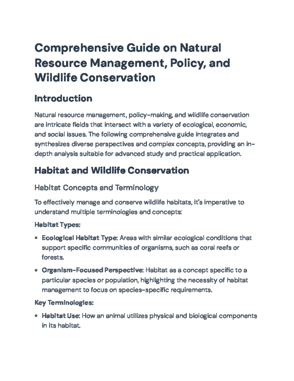 Comprehensive Guide to Natural Resource Management and Wildlife Policy ...
