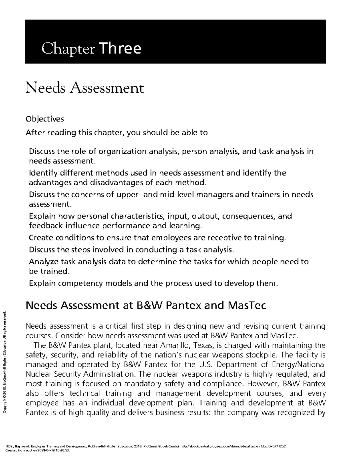 Noe 2017 Employee Training and Development Chapter 3: Needs Assessment ...
