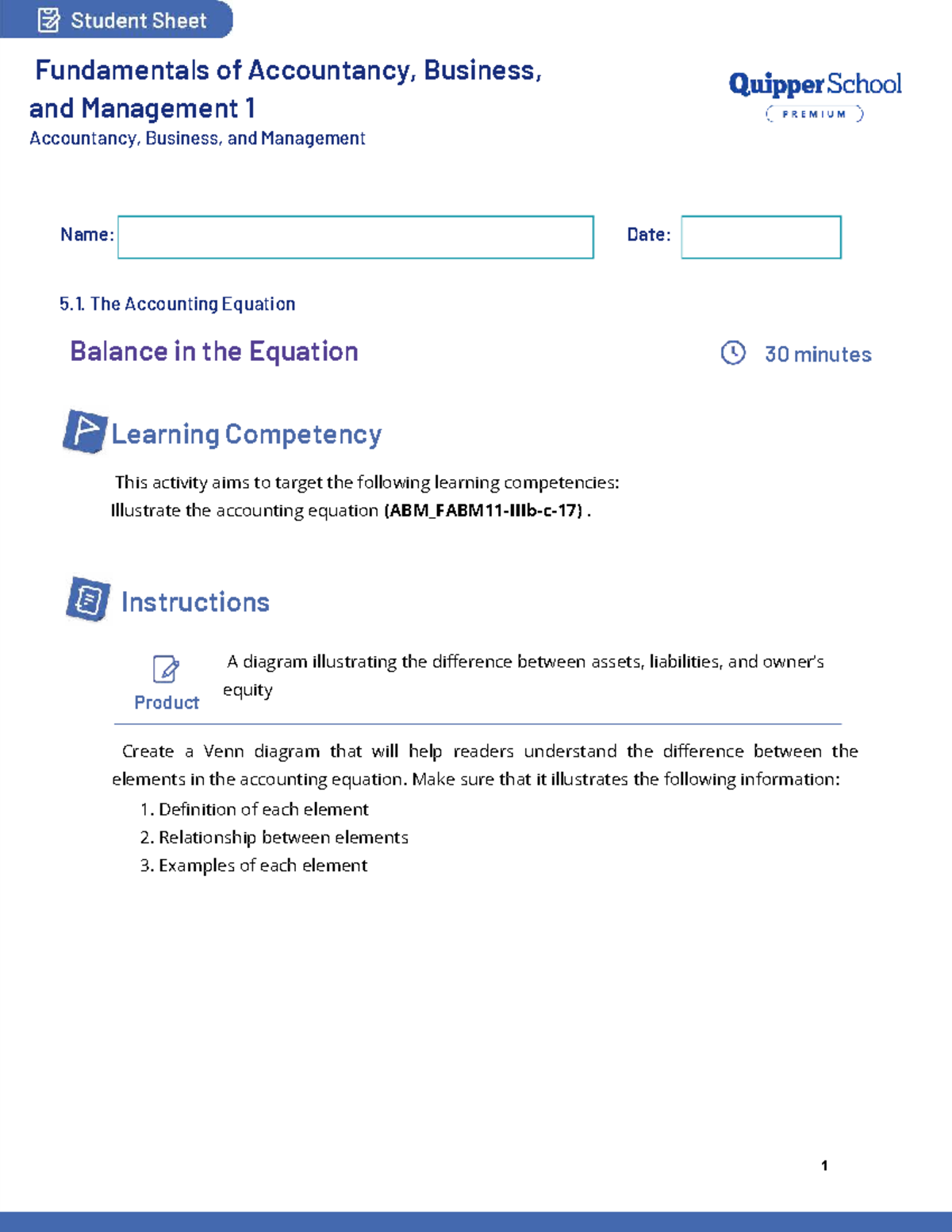 FABM 1: Lesson 5.1 - Understanding the Accounting Equation - Studocu
